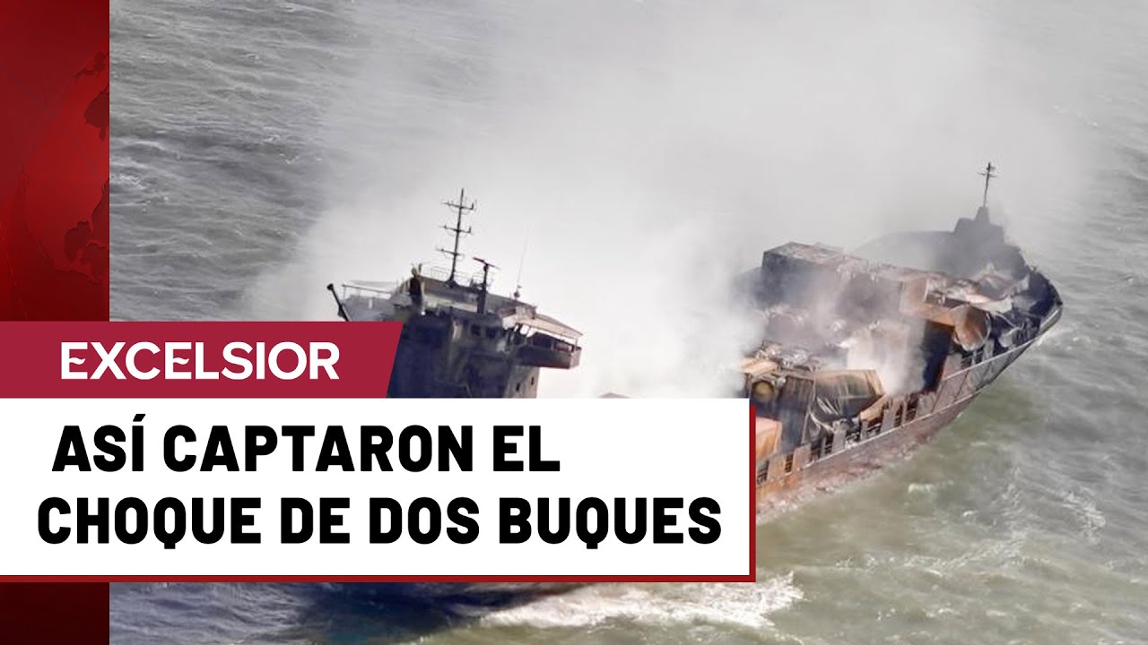 Así captaron del choque de dos buques en el Mar del Norte