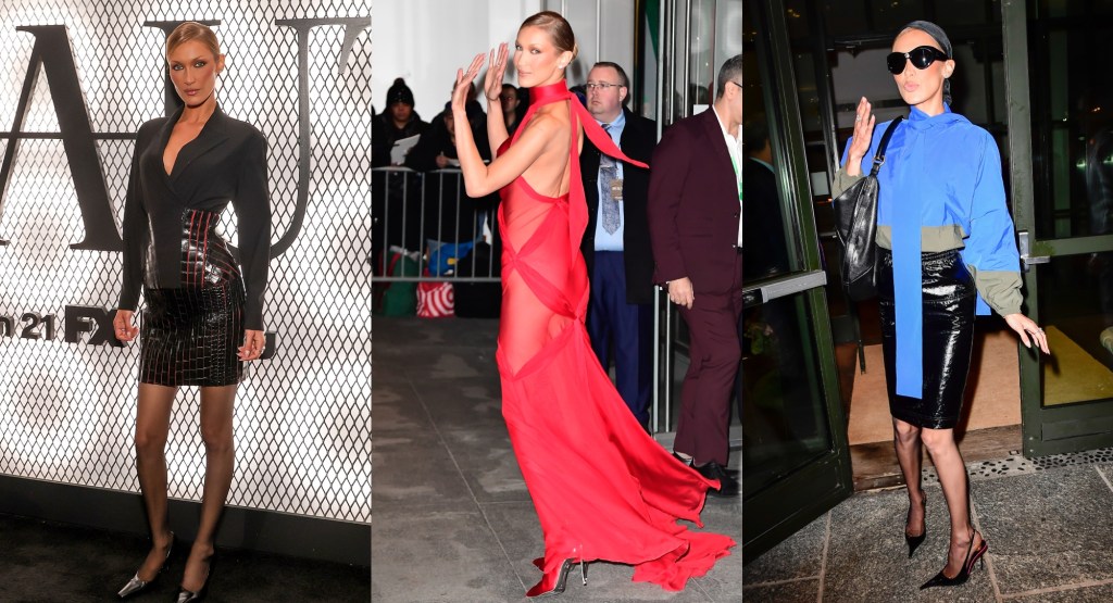 Bella Hadid stacks a full heel lineup in New York with Jude Fame pumps ...