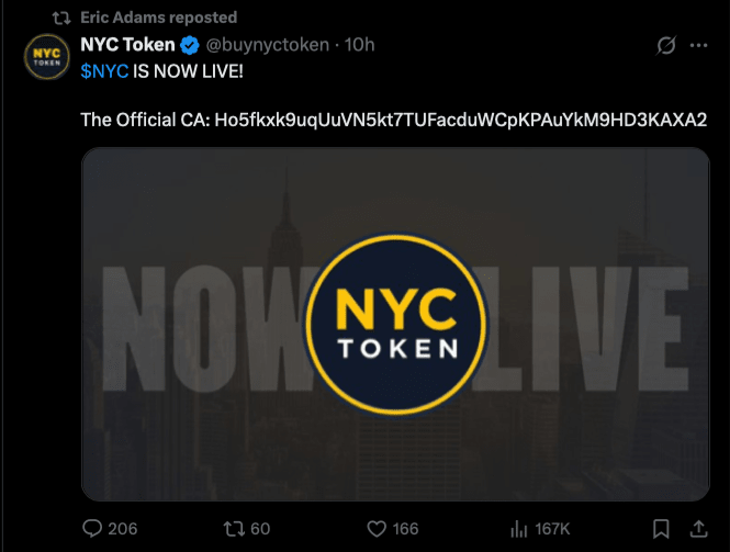Eric Adams denies profiting off NYC token as rug pull allegations mount