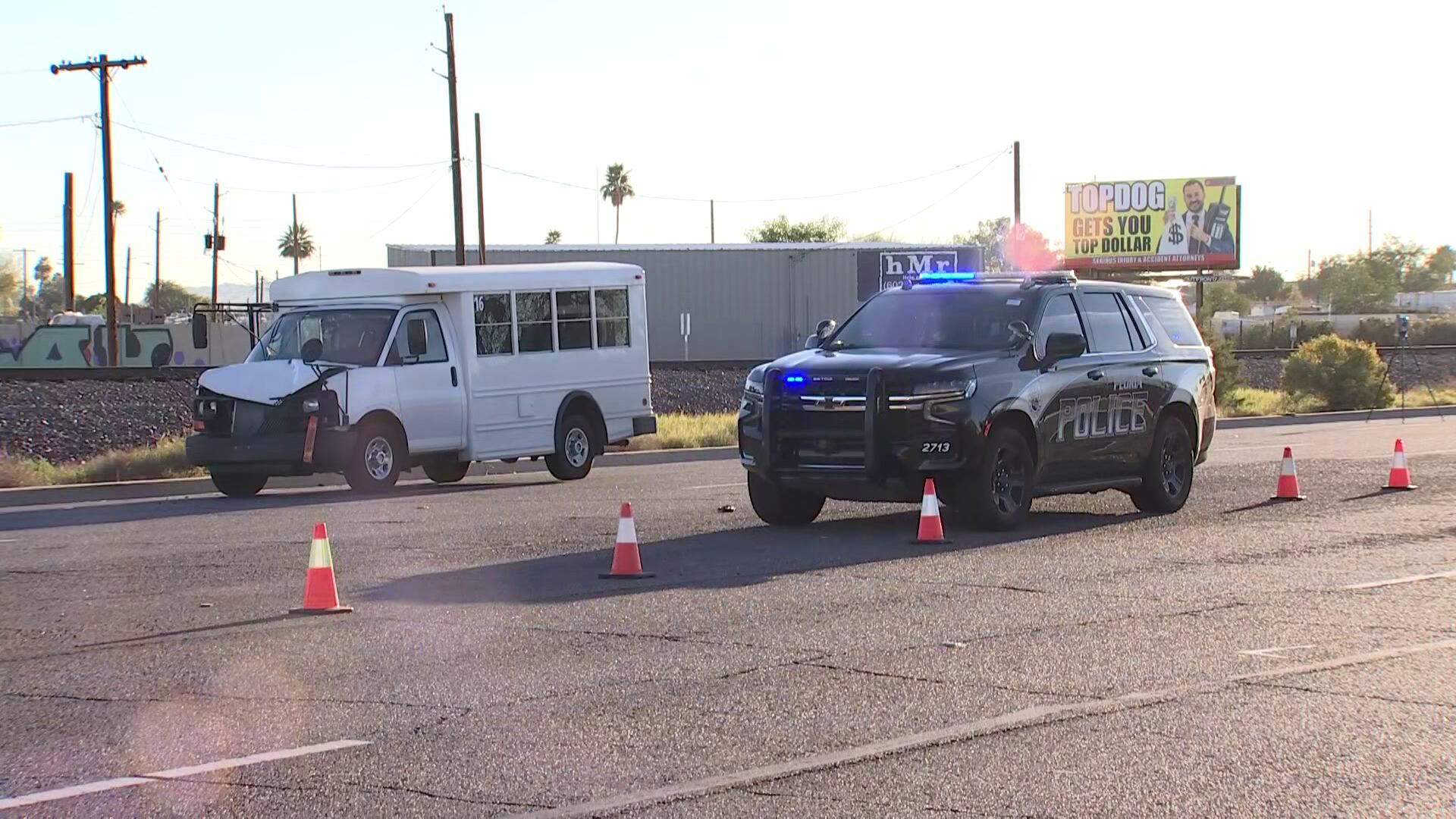 Pedestrian critically injured after being hit by small bus in Peoria