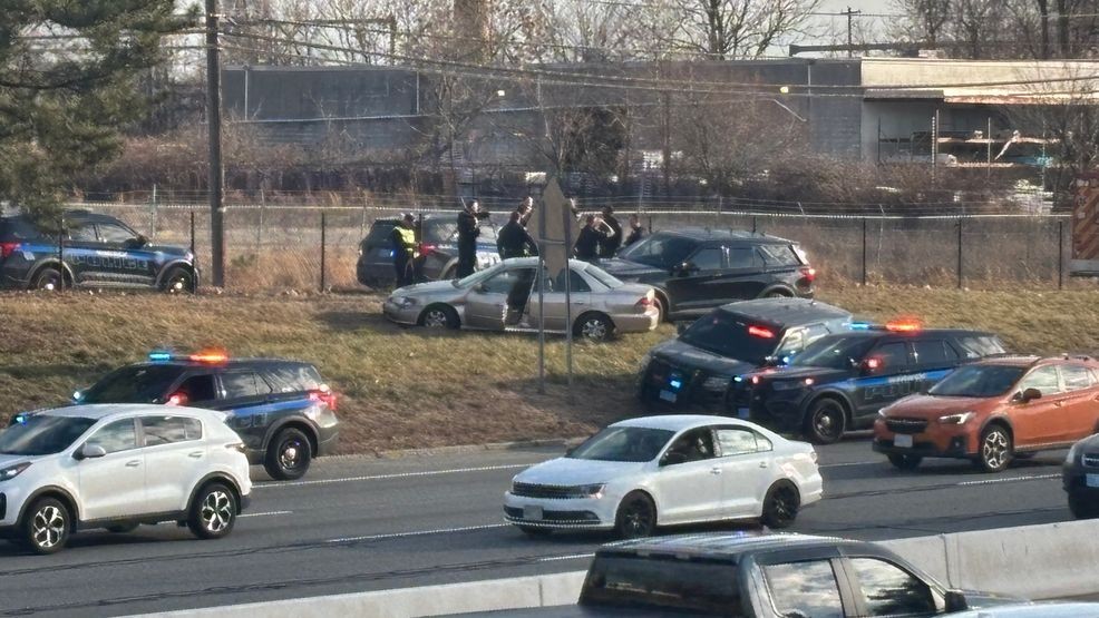 Police visible at scene along Interstate 95 in Cranston