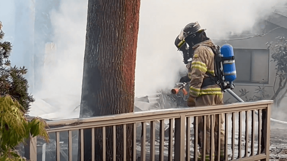 Firefighters battle house fire near Triangle Lake, Hwy 36 traffic impacted
