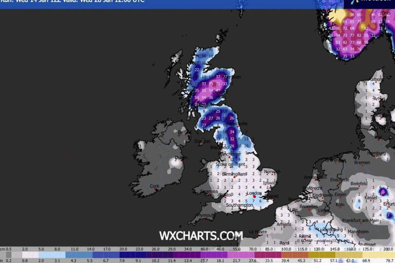UK snow maps show Arctic blizzard will bury cities with up to 31 inches ...
