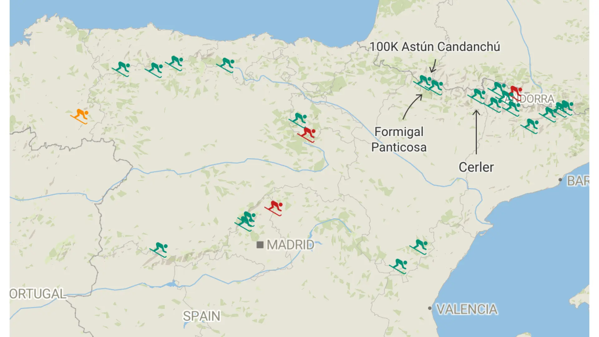 El mapa de todas las estaciones de esquí de España, ¿cuáles están abiertas?