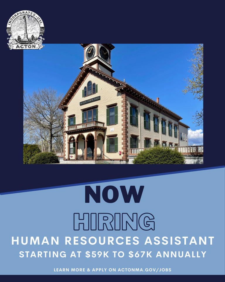 Town of Acton announces they're now hiring a human resources assistant