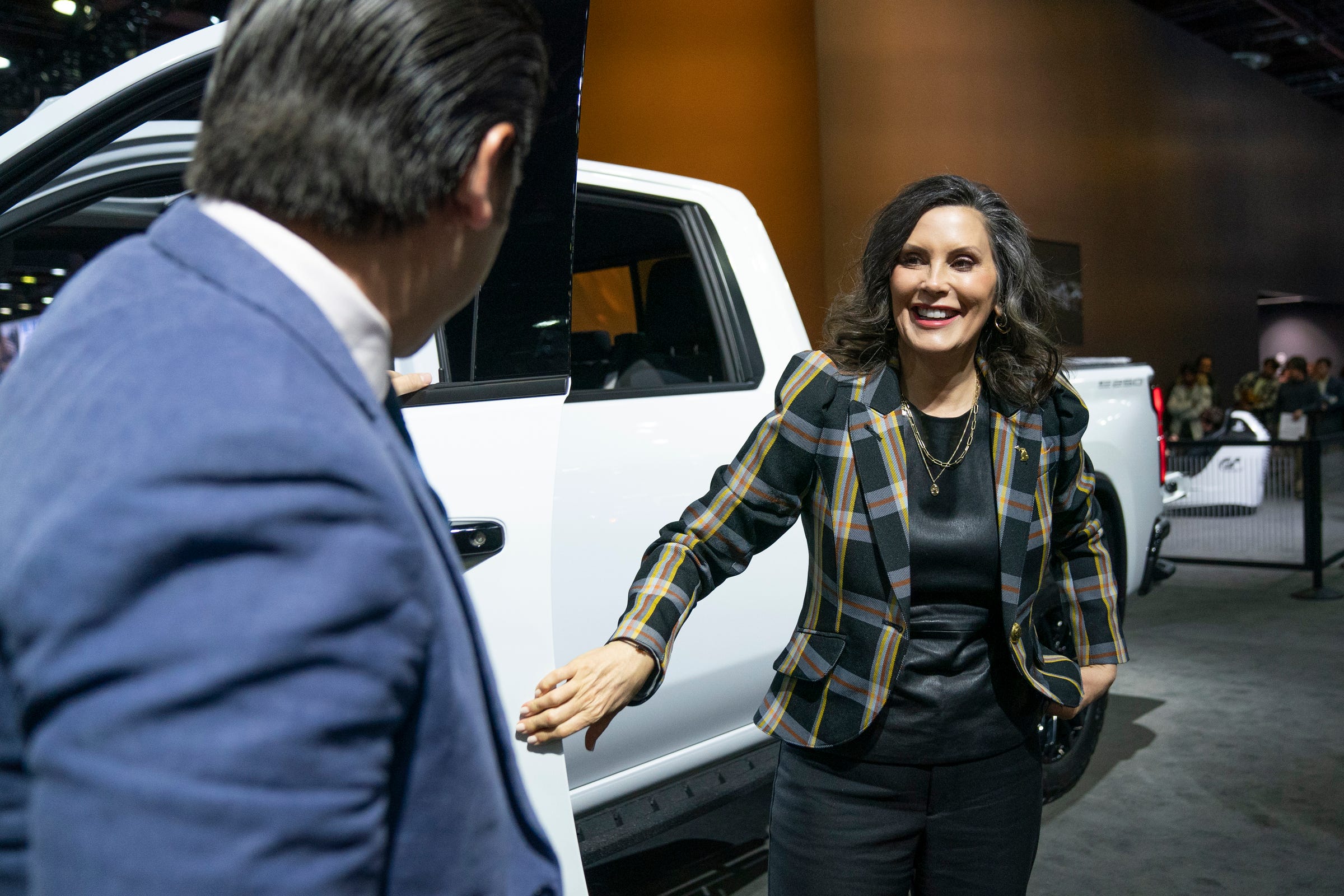 Whitmer looks at the road ahead in her final auto show swing