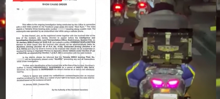 LTO summons motorcycle rider who went viral for video call while driving