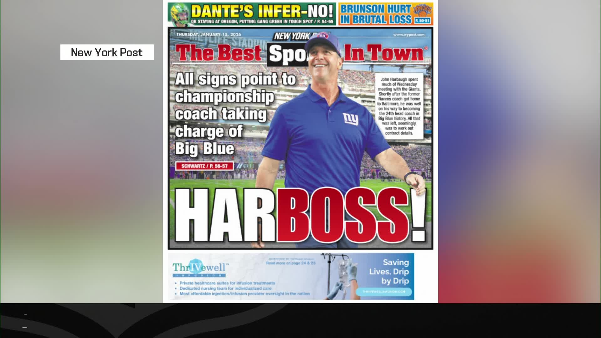 Rapoport: Giants and John Harbaugh finalizing 5-year HC contract 'The ...