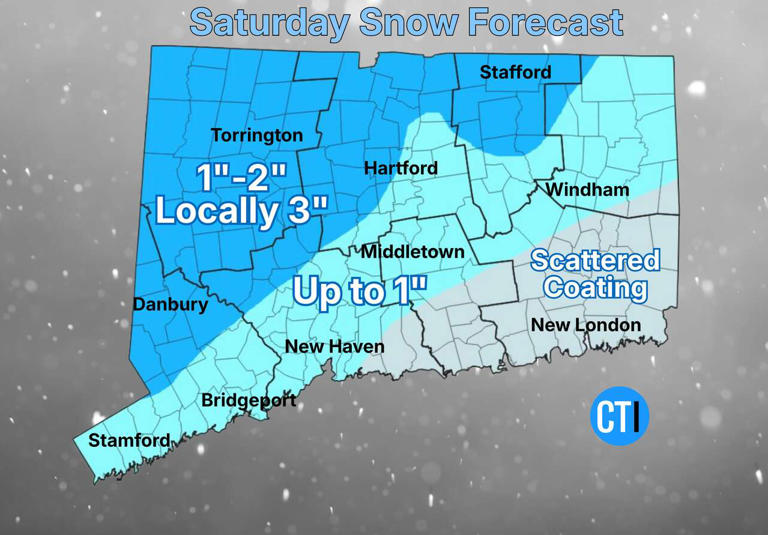 How much snow will Connecticut get on Saturday?