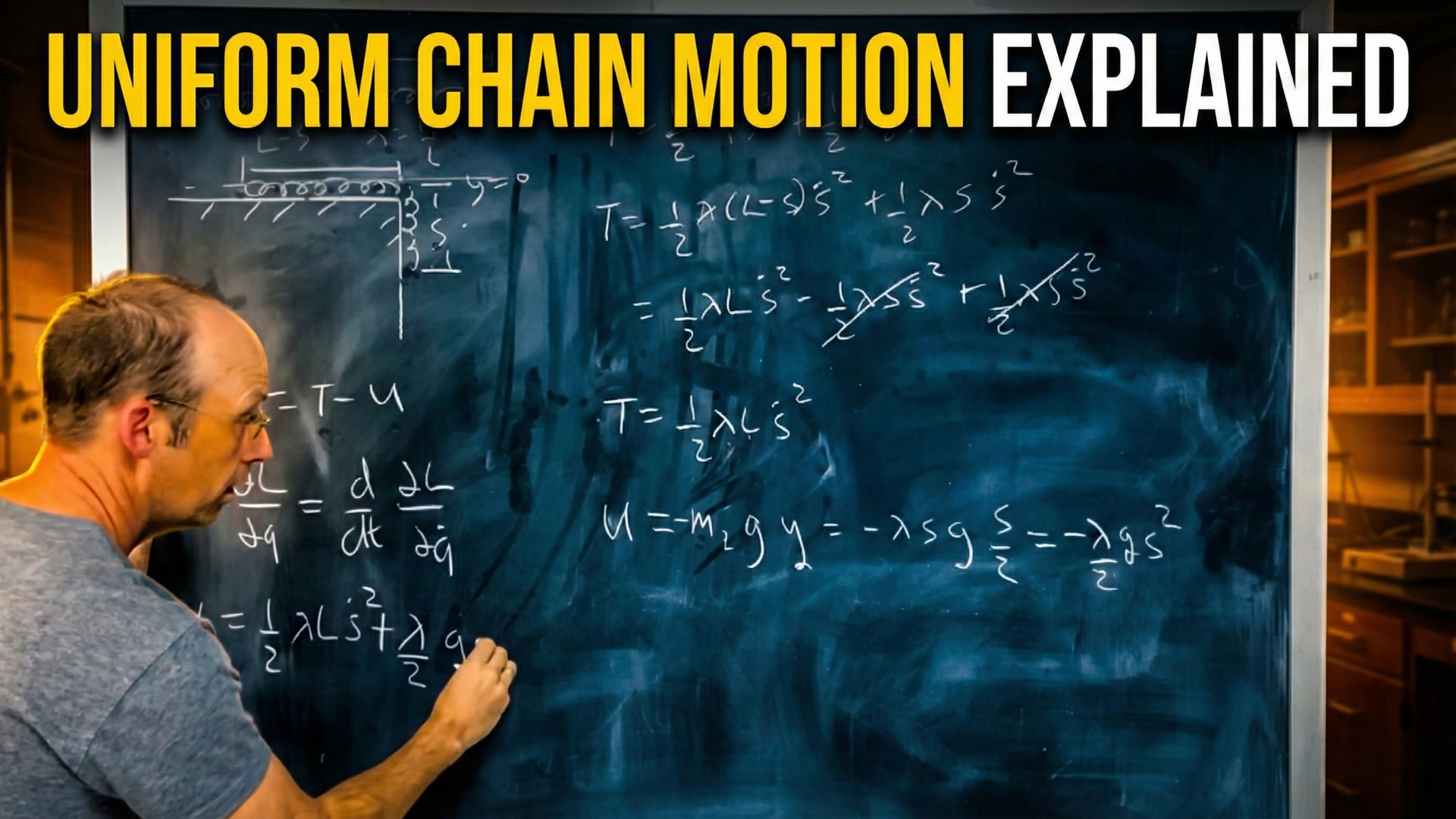 Lagrangian analysis of a uniform chain sliding off a table