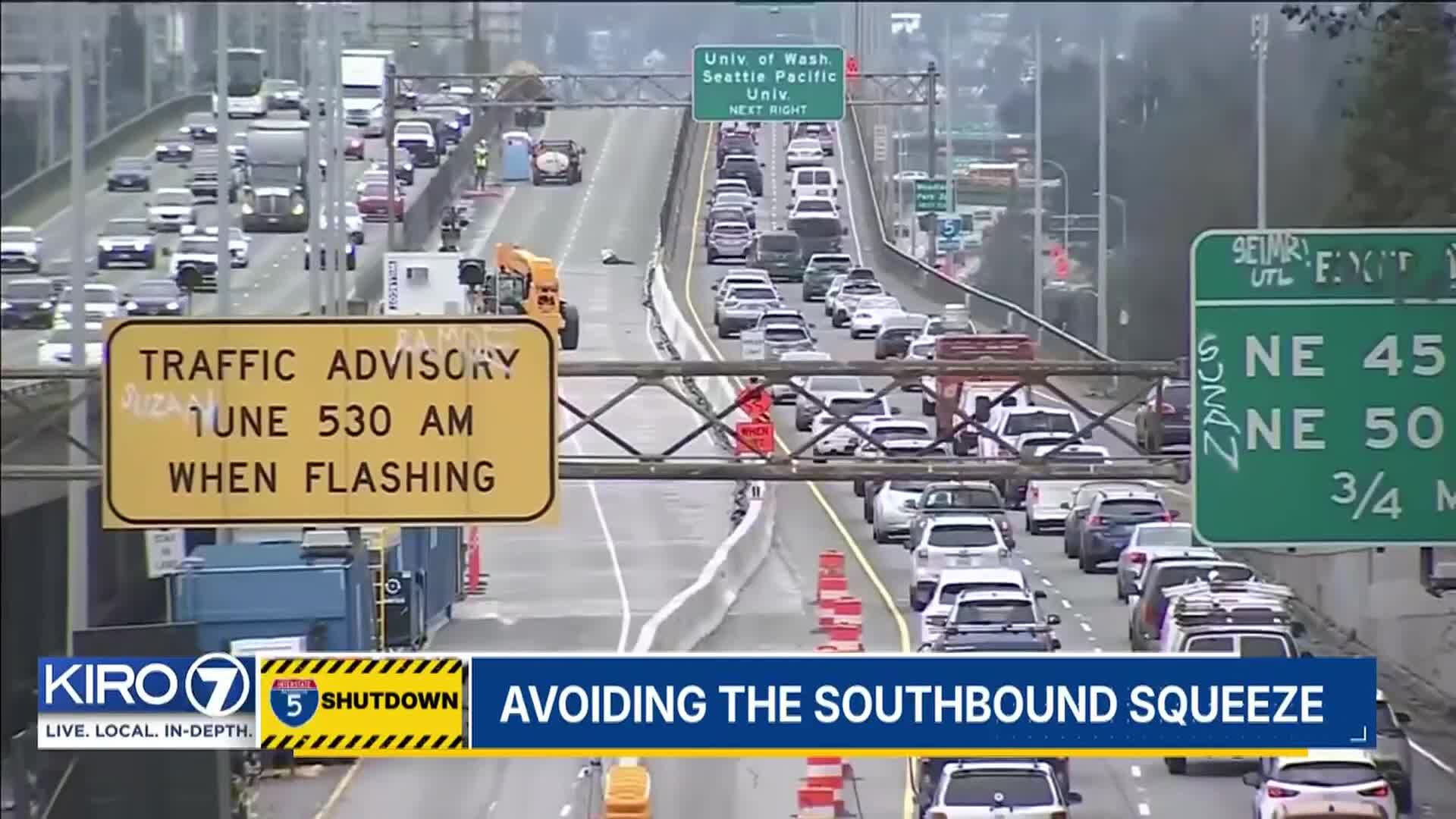 I-5 NB construction causing SB congestion in Seattle