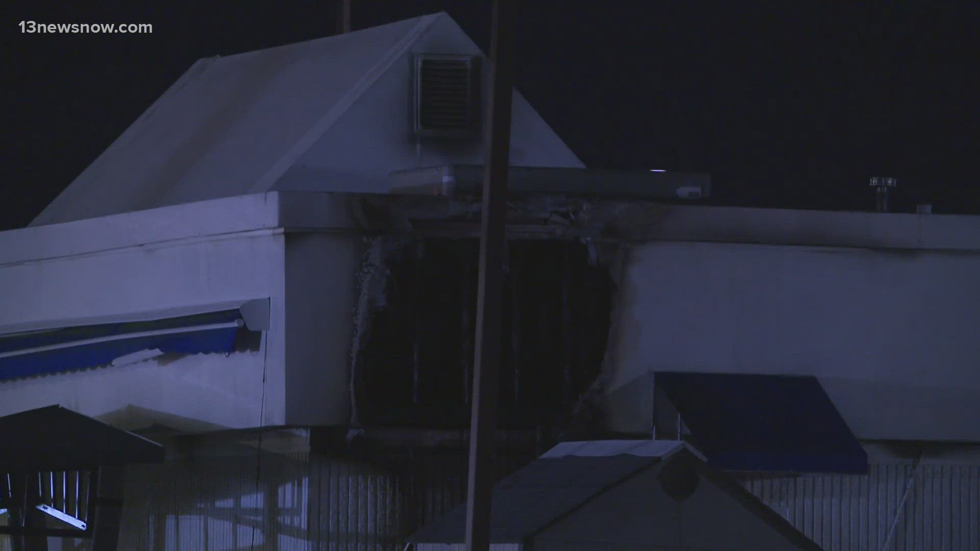 Car crashes into Newport News restaurant, causes fire