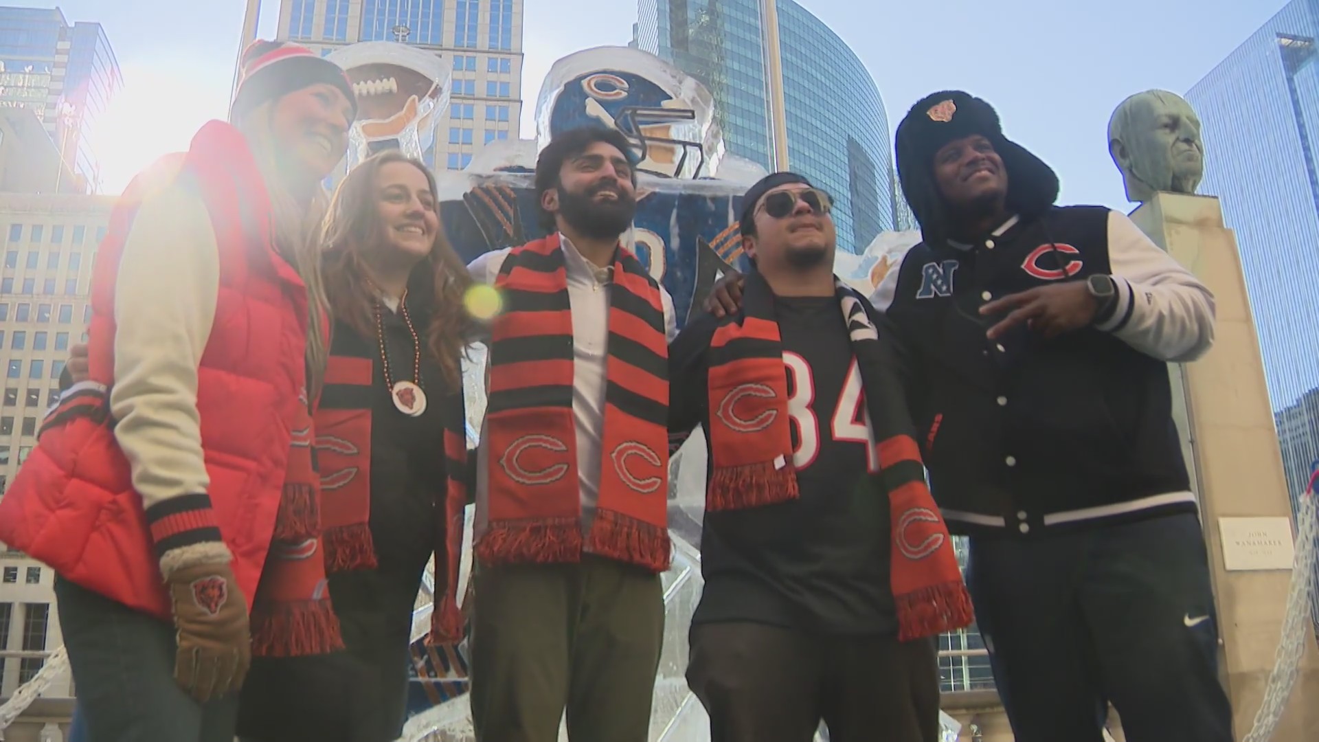 Bears fans Bear Down and fire up next to Caleb Williams ice sculpture ...