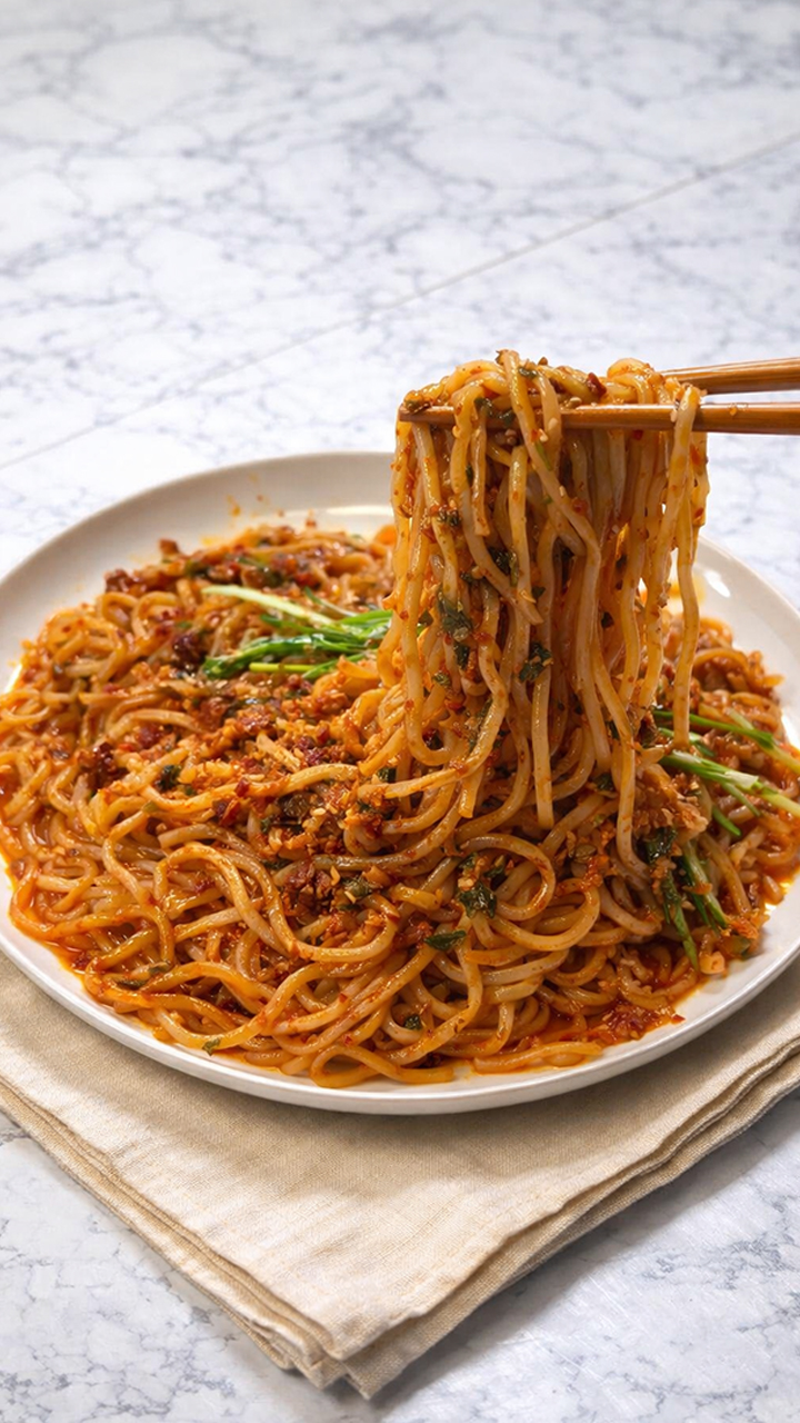 Making vegan garlic noodles with soy sauce