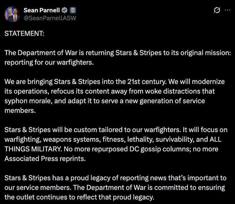 Pentagon to refocus military newspaper Stars and Stripes away from woke ...