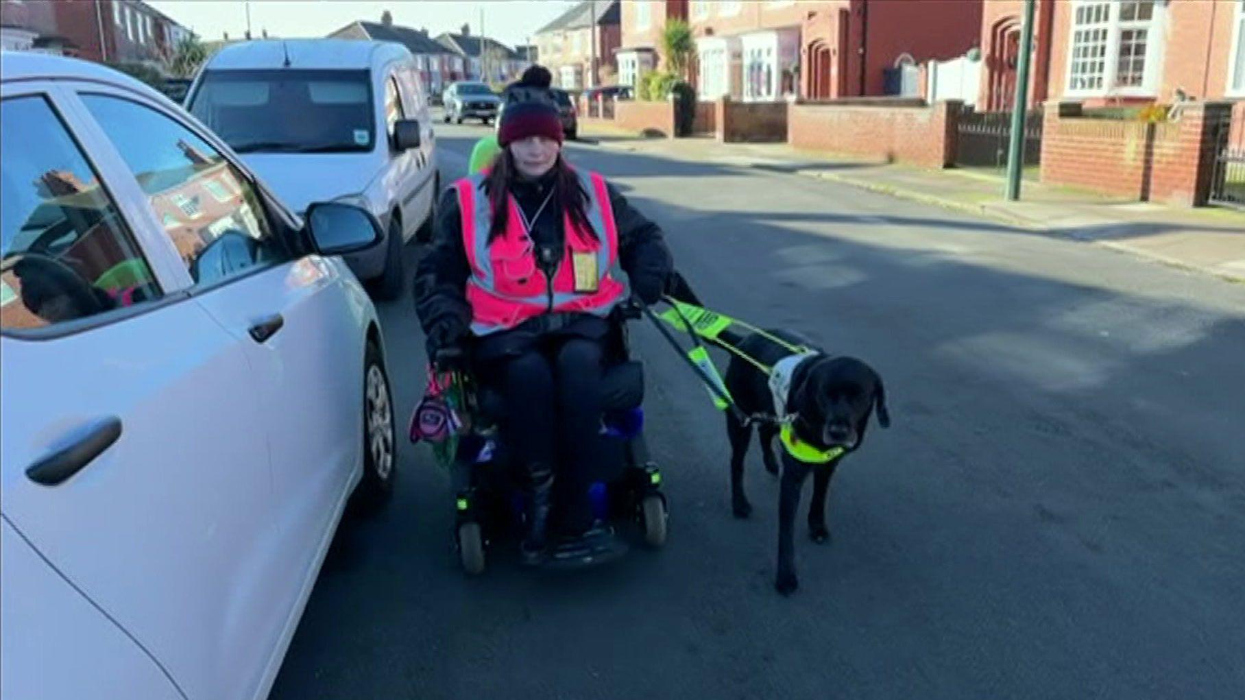 Blind woman 'in tears' after cars block pavements