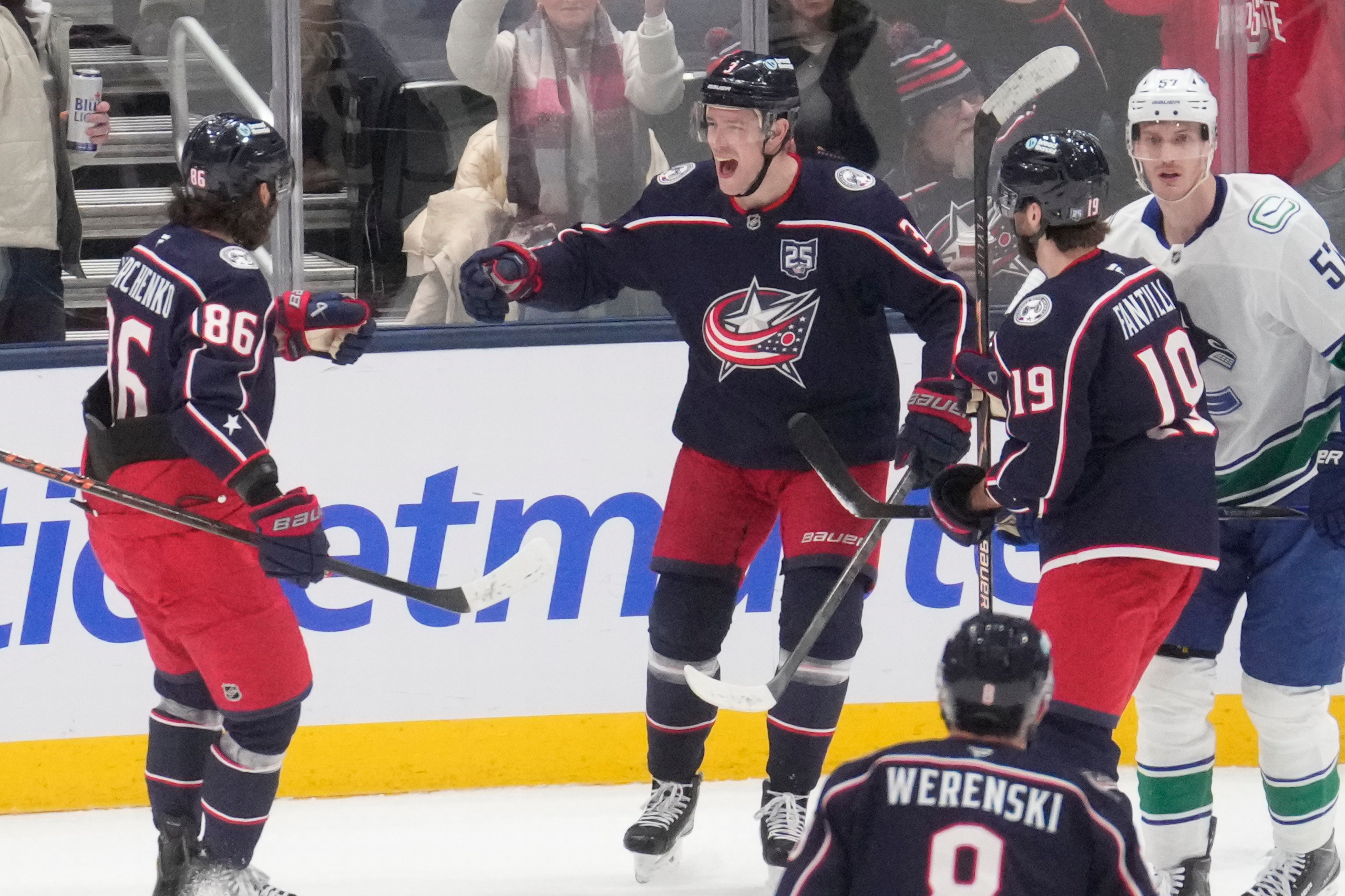 Blue Jackets beat skidding Canucks 4-1 behind Marchenko and Johnson