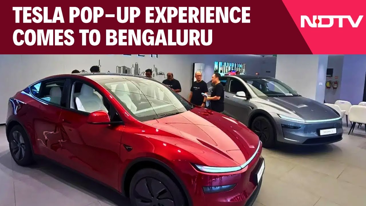 Tesla comes to Bengaluru | Car enthusiasts line up for the Tesla pop-up ...