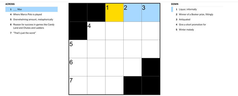 NYT mini crossword hints, clues and answers for Friday, January 16, 2026
