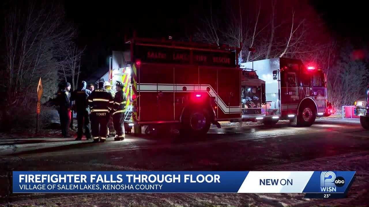 Firefighter falls through floor at Kenosha County house fire