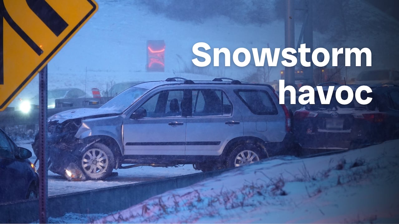 Winter storm causes multi-car pileup, REM interruption and stalls lane ...