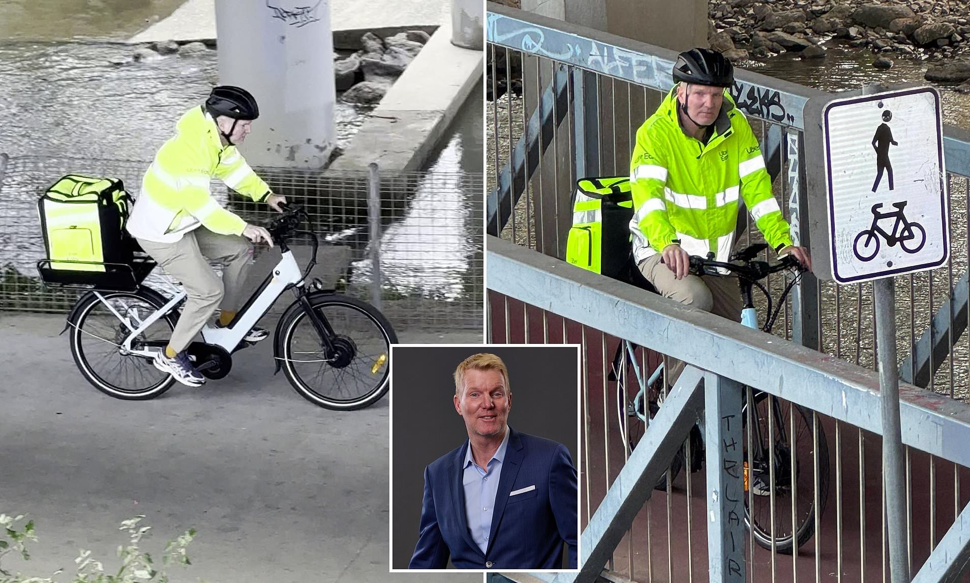 Tennis legend Jim Courier is spotted doing a very unusual job