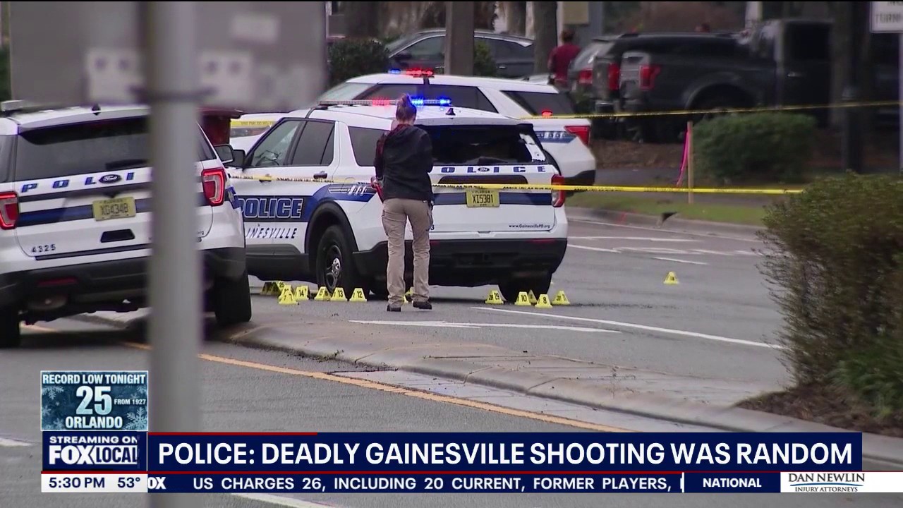 Gainesville shooting deemed random after man killed, officers shot