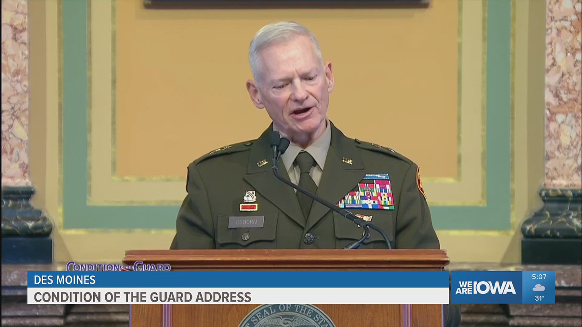 Iowa National Guard Major Gen. Stephen Osborn delivers Condition of the ...