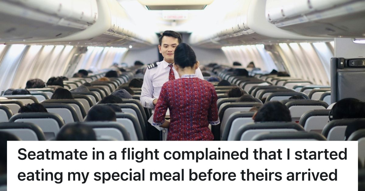 Vegetarian flight passenger gets his meal first, and another passenger ...