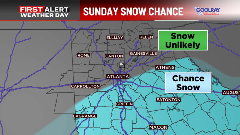 First Alert Weather: Metro Atlanta trending drier with snow possible in ...