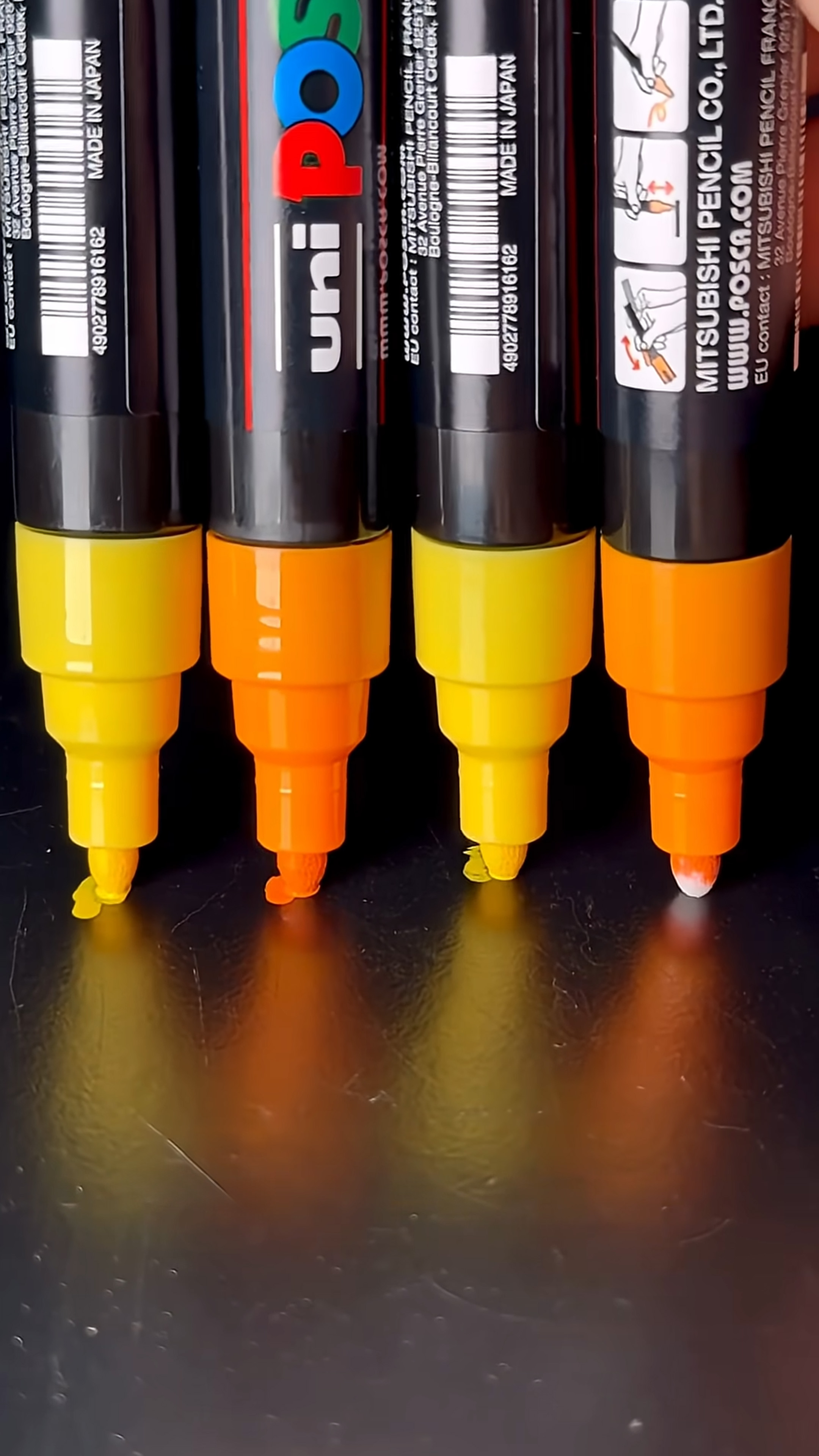 Activating yellow and orange paint markers
