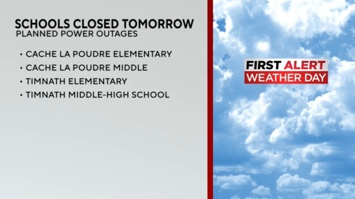 Power outages, school closures announced in Northern Colorado for Friday