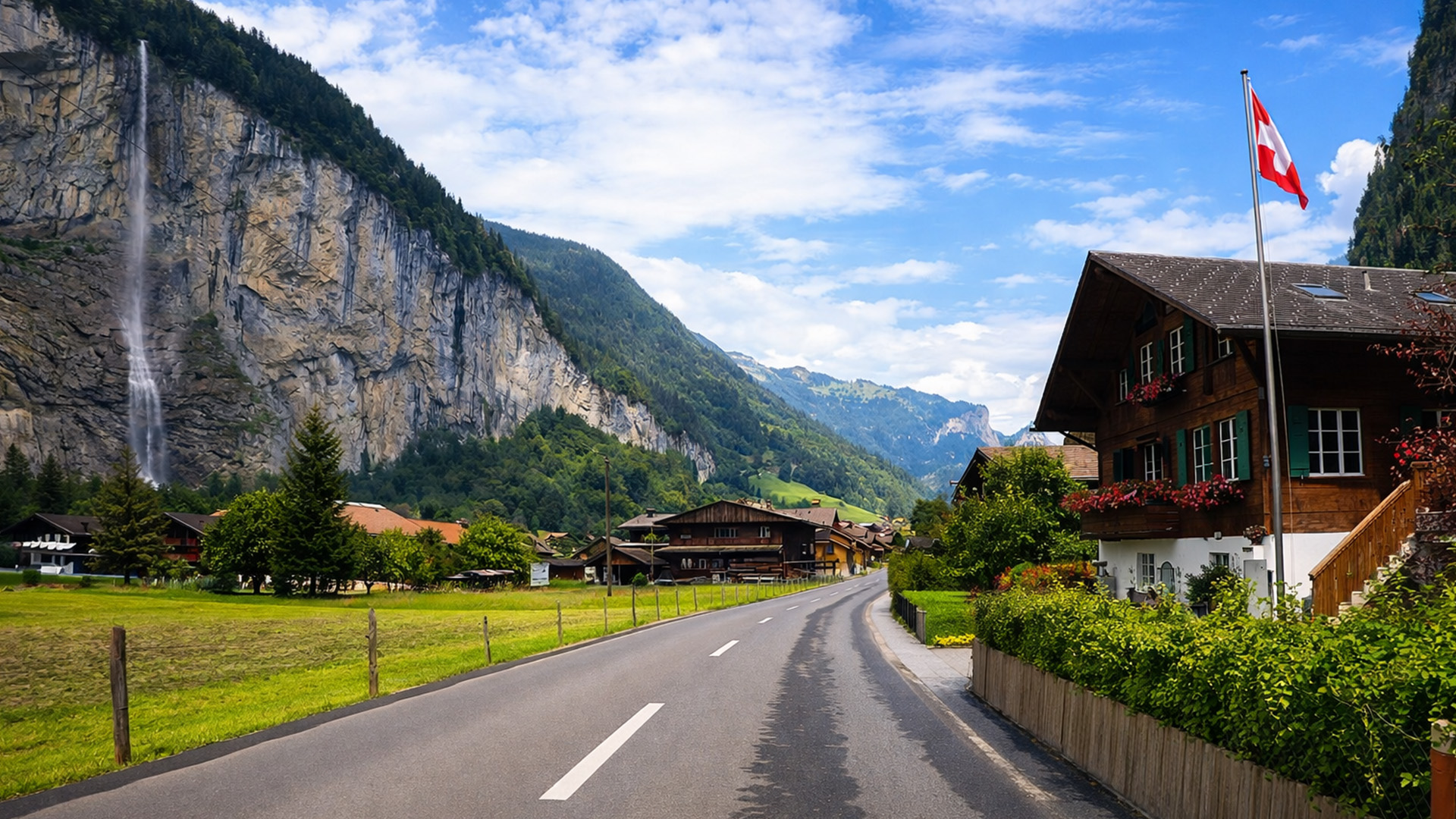 Driving from Lauterbrunnen to Grindelwald through Swiss Alps (4K)