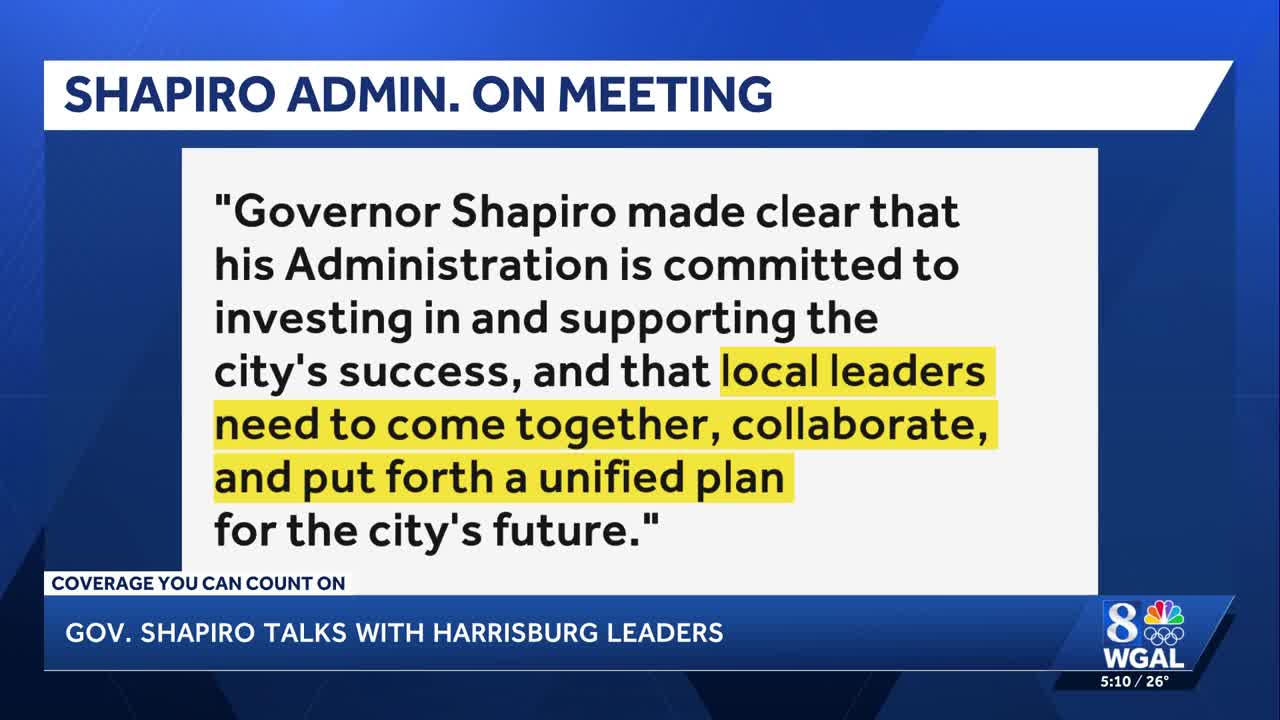 Gov. Josh Shapiro speaks with Harrisburg leaders