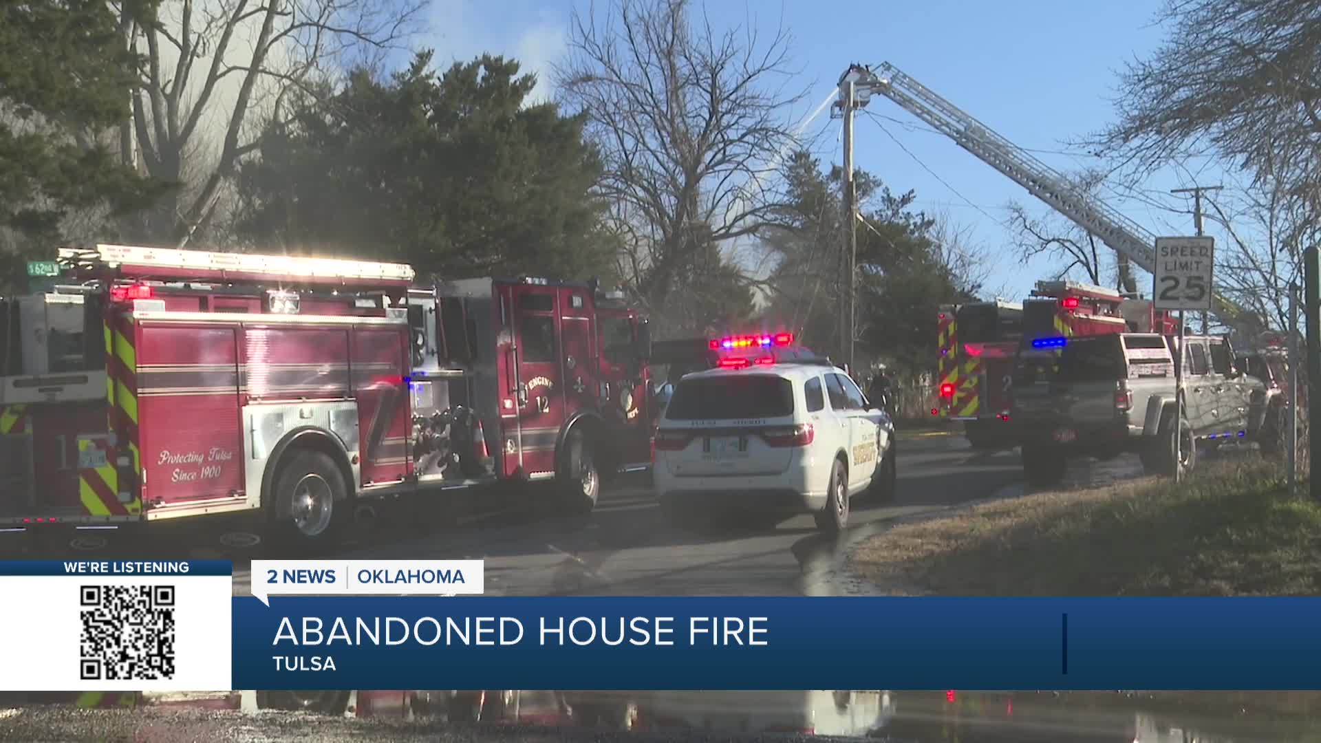 Crews battle large house fire near west Tulsa