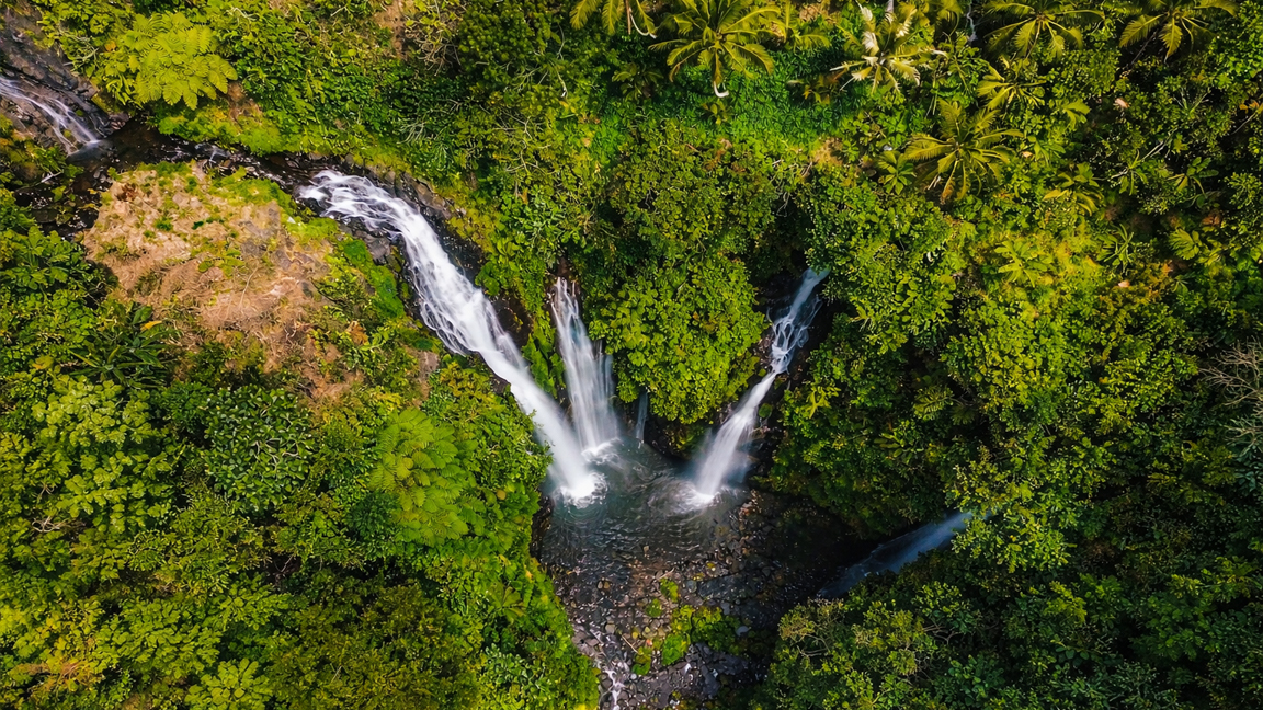 Hidden beauty of the tropical waterfall