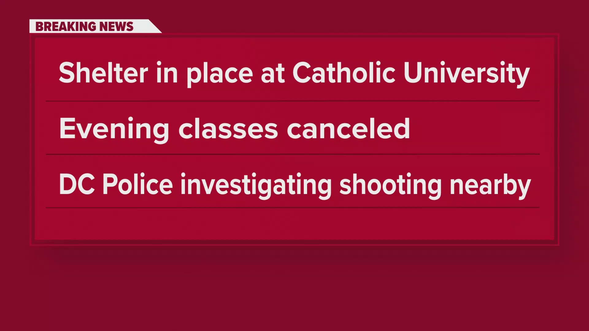 Catholic University is under a 'shelter in place'