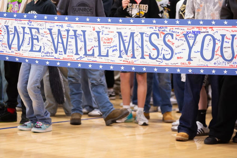Tears, flags and an emotional farewell: Students surprise beloved ...
