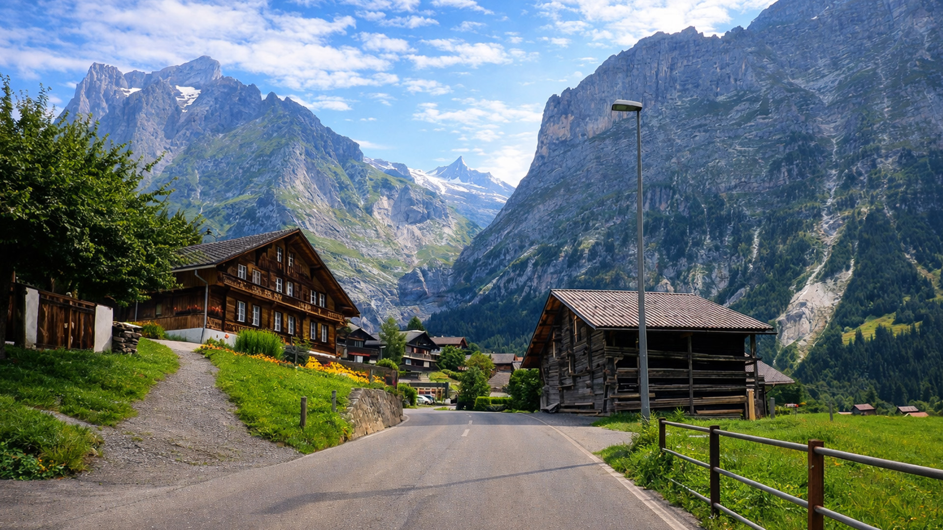 Lauterbrunnen Grindelwald alpine drive with mountain views (4K)
