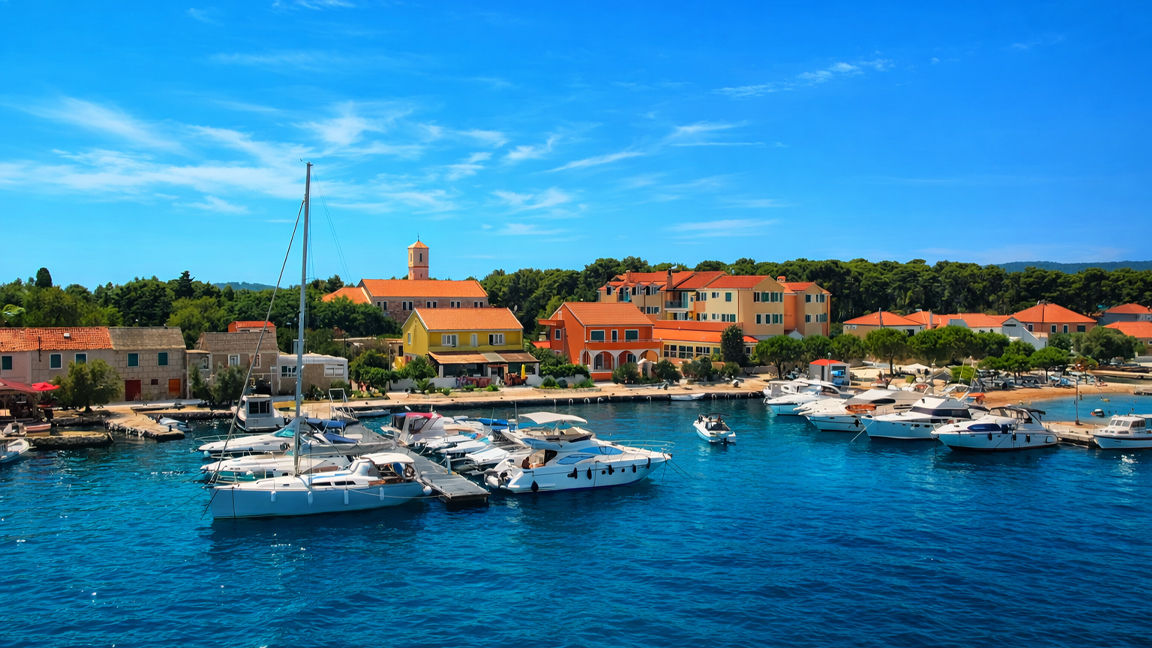 Peaceful harbor with clear blue water