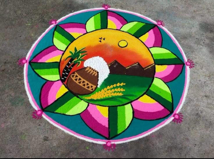 Stunning Kaanum Pongal rangoli designs for festive decor