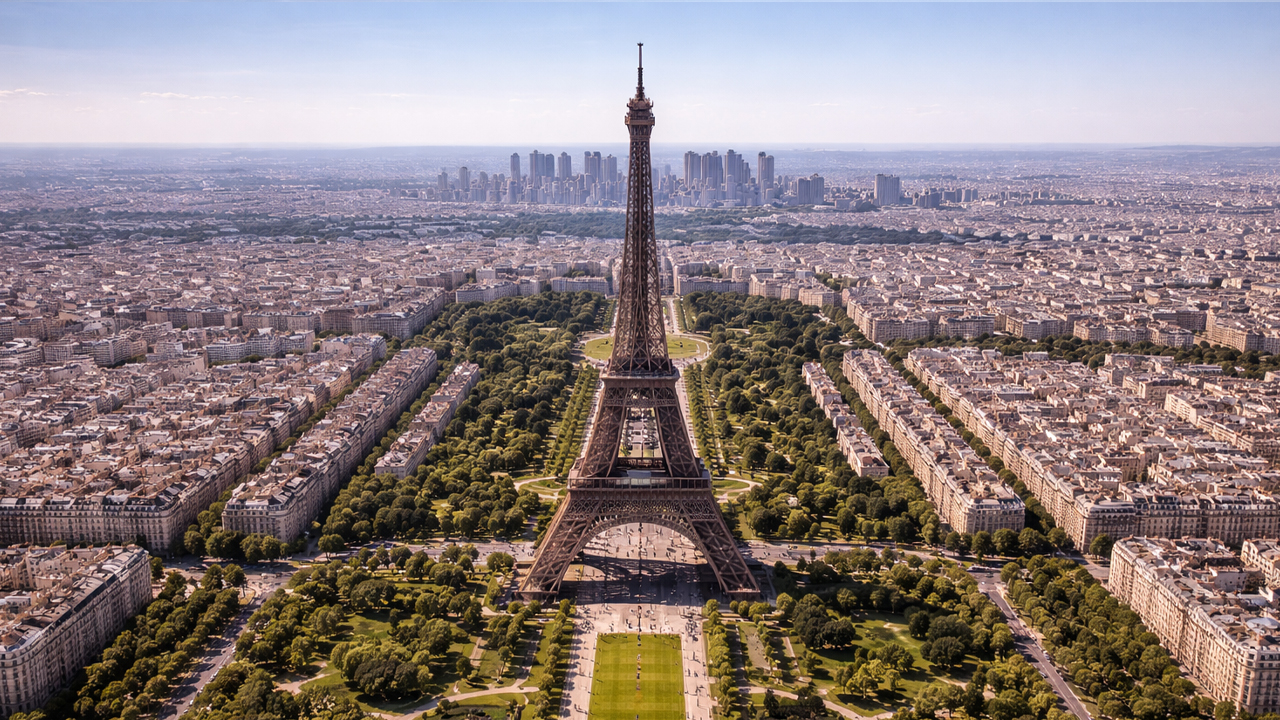 Eiffel Tower aligned with the Parisian grid
