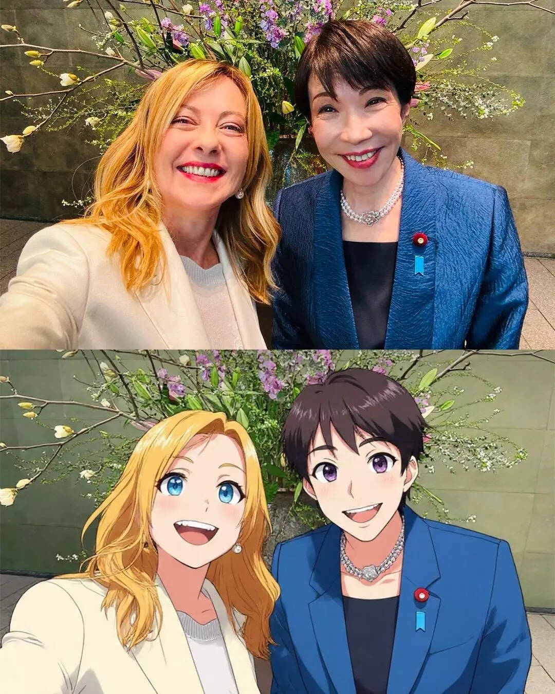 Italian PM Giorgia Meloni and Japanese PM Sanae Takaichi Ghibli style ...
