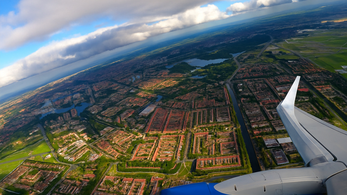 Window view after departure from Schiphol
