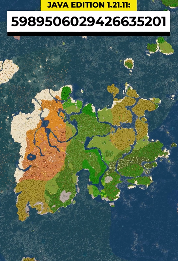 Minecraft continent island seed | Multiple biomes and village spawns