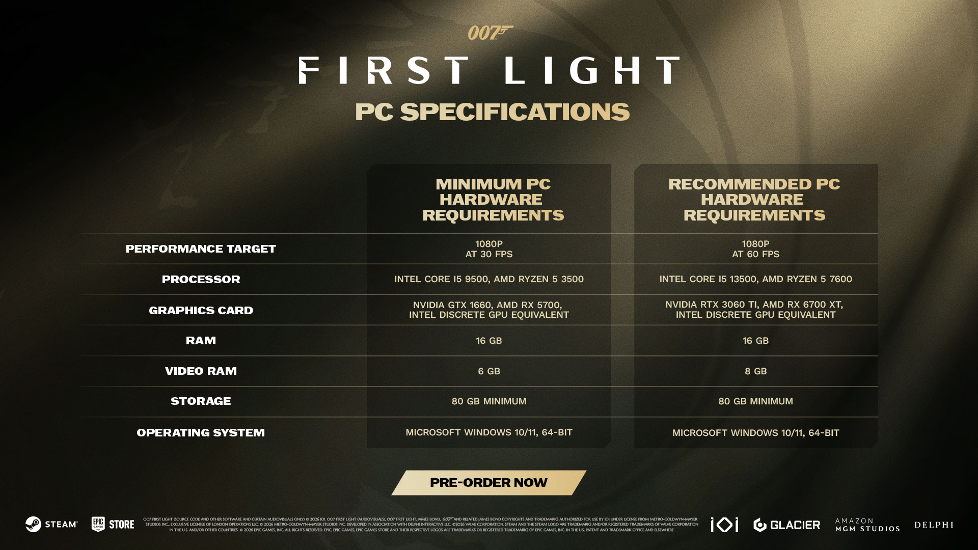 007 First Light updates its PC specifications