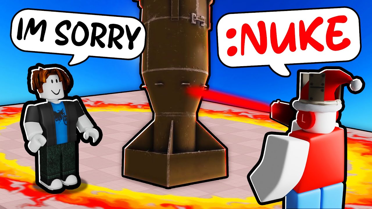 Trolling a toxic player with infinite nukes in Roblox Blind Shot