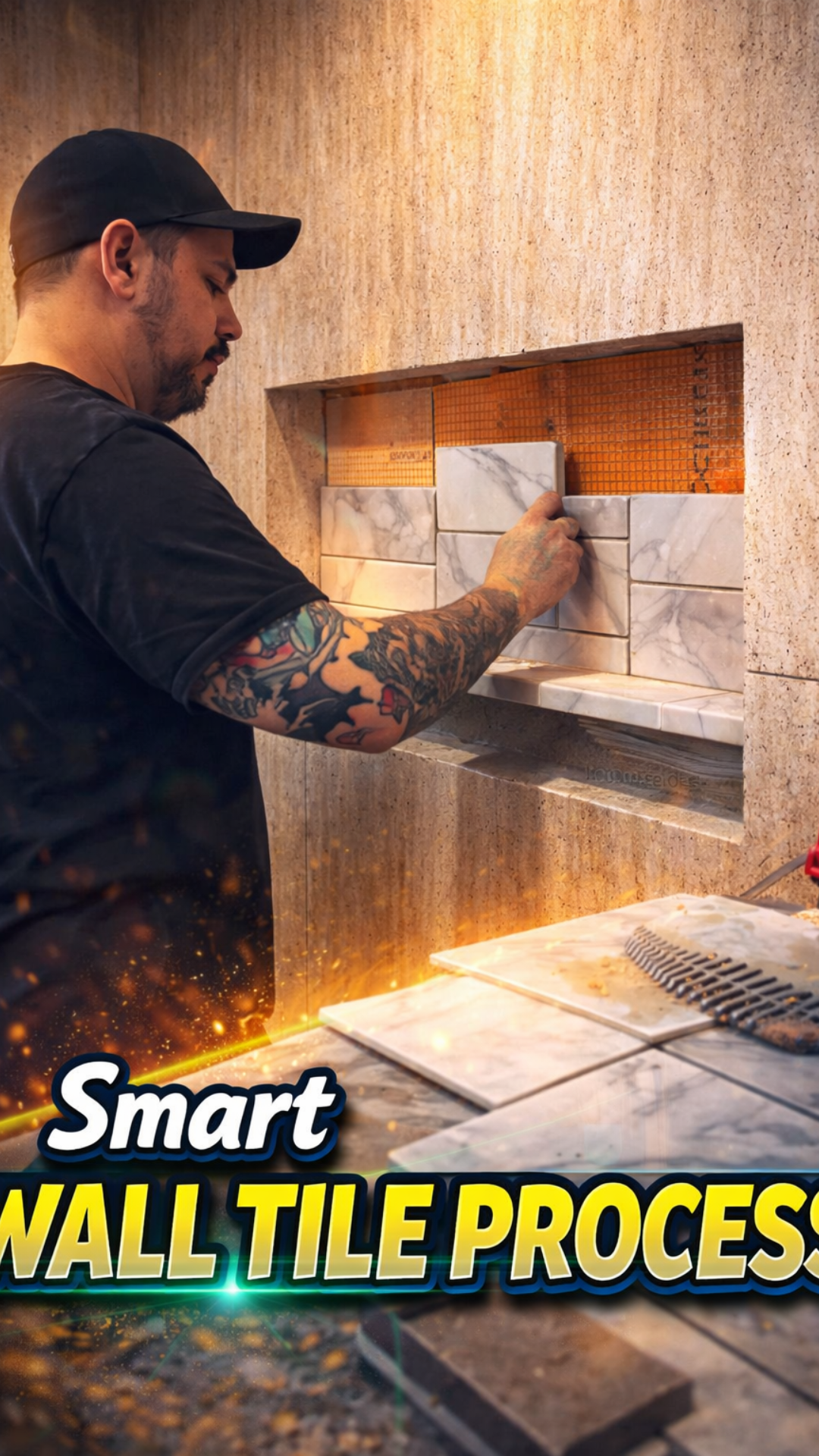 Professional wall tile installation process