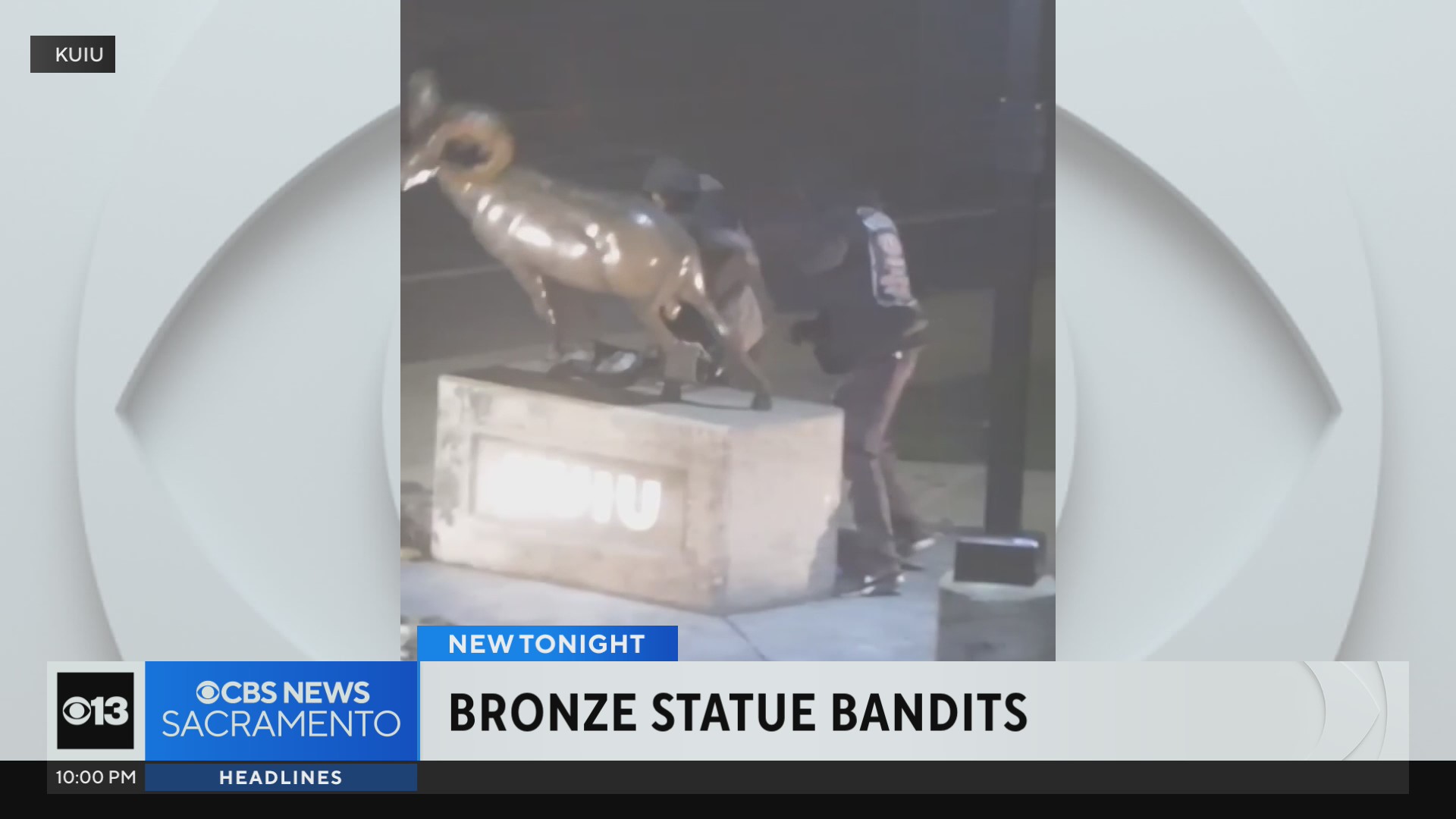 Pair of thieves steal bronze ram statue in Dixon