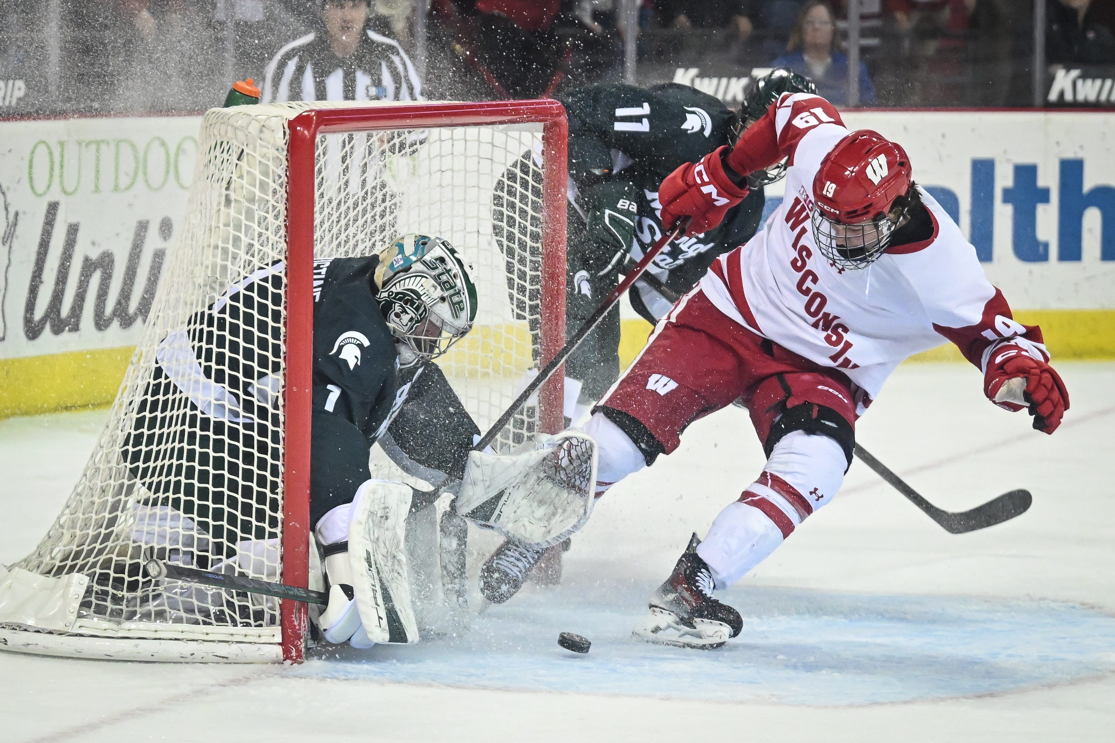 Second period the difference as No. 2 Wisconsin falls to Michigan State